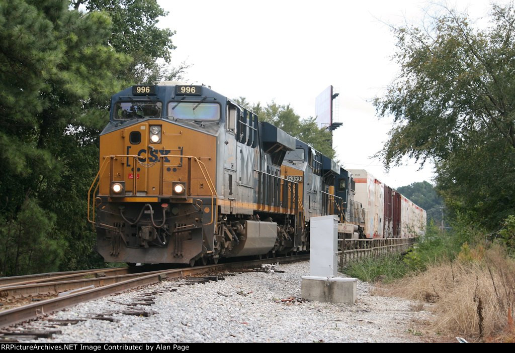 CSX 996, 5359, and 4055 back across the I85 overpass